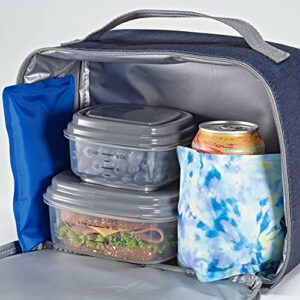 Cool Coolers by Fit + Fresh, Reusable Soft Ice Packs, 2PK, Berry Geo & Navy & by Fit + Fresh, Reusable & Flexible Soft Ice Packs, Perfect for Insulated Lunch Bag,2PK, Aqua Tie Dye