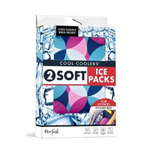 Cool Coolers by Fit + Fresh, Reusable Soft Ice Packs, 2PK, Berry Geo & Navy & by Fit + Fresh, Reusable & Flexible Soft Ice Packs, Perfect for Insulated Lunch Bag,2PK, Aqua Tie Dye