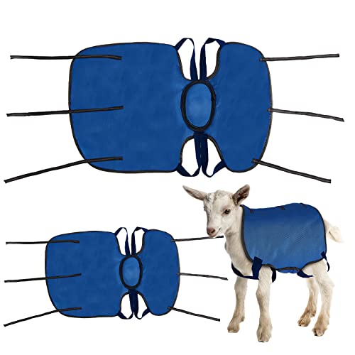 2 Pcs Goat Coat for Winter Goat Blanket Cold Weather Waterproof Windproof Goat Jacket Blanket to Keep Goat Warm Lamb Coat with Straps Thickened Belly Protection, Blue