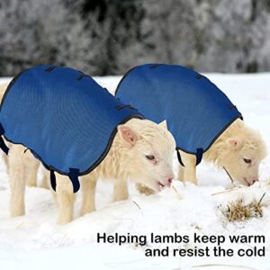 2 Pcs Goat Coat for Winter Goat Blanket Cold Weather Waterproof Windproof Goat Jacket Blanket to Keep Goat Warm Lamb Coat with Straps Thickened Belly Protection, Blue