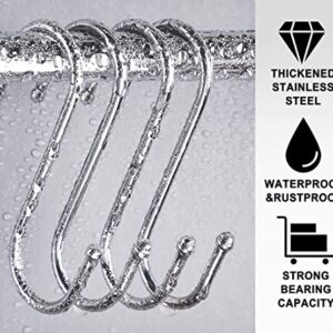 yeavs 40 Pack S Hooks, Round Heavy Duty Stainless Steel Hanging S Shaped Hooks for Home Kitchen Office Bathroom Closet, Silver (40, Medium)