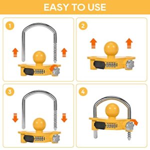 Prosecurloc Trailer Hitch Lock Combination Universal Coupler Locks Ball Hitch Lock Adjustable Anti Theft Heavy-Duty Steel Storage Towing Lock Security Fits 1-7/8", 2", 2-5/16" Couplers Patent Design