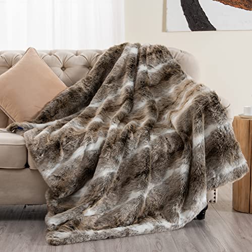 Asoran Luxury Faux Fur Throw Blanket, 60''x80'' Super Soft Warm Cozy Decorative Blanket, Home Decor, Brown Throw Blanket for Couch Sofa Bed