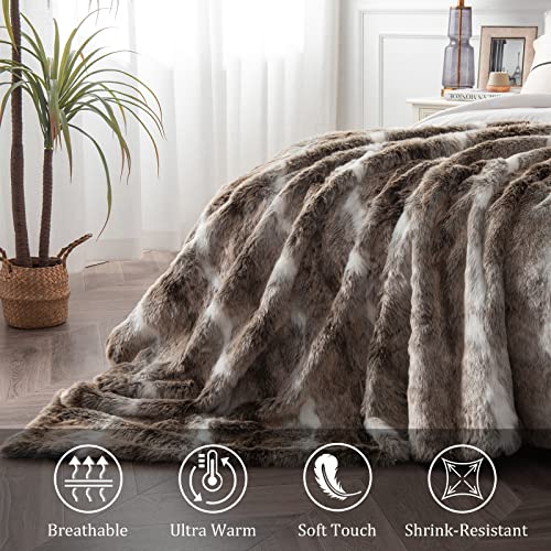 Asoran Luxury Faux Fur Throw Blanket, 60''x80'' Super Soft Warm Cozy Decorative Blanket, Home Decor, Brown Throw Blanket for Couch Sofa Bed