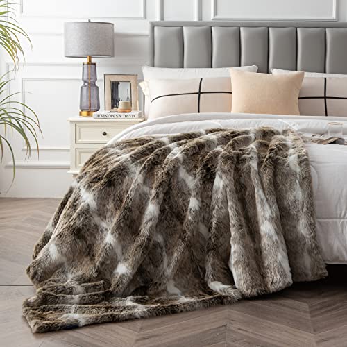 Asoran Luxury Faux Fur Throw Blanket, 60''x80'' Super Soft Warm Cozy Decorative Blanket, Home Decor, Brown Throw Blanket for Couch Sofa Bed