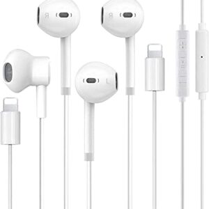 Jenpuff 2 Pack Earphones,in-Ear Wired Earbuds with Noise Reduction,Earbuds with Microphone,Headphones Compatible with iPhone 13/12/SE/11/XR/XS/X/7/7 Plus/8/8Plus