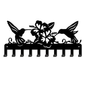 superdant hummingbird key holder flower decoratice key hook 10 hooks wall mounted key rack hanger organizer black iron home decor for bag clothes key towel hanging wall decoration