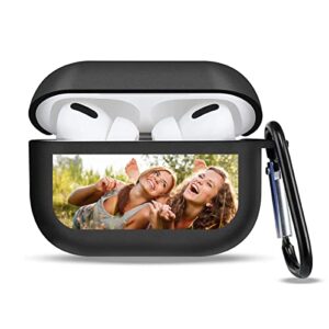 custom airpod case for apple airpods pro with keychain,personalized your photo/text/name airpods case for men and women,black