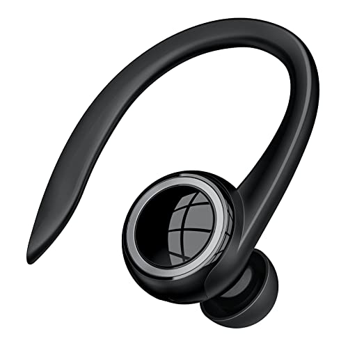 ELOVEN Bluetooth Headset, Single Ear Earpiece Earphone with Hook, Noise Cancelling Headset with Mic for Business Sports Drive, Wireless Headphone Cell Phone Earpiece for iPhone Samsung Android, Black