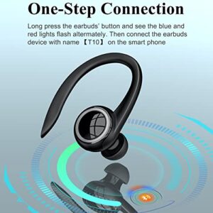 ELOVEN Bluetooth Headset, Single Ear Earpiece Earphone with Hook, Noise Cancelling Headset with Mic for Business Sports Drive, Wireless Headphone Cell Phone Earpiece for iPhone Samsung Android, Black