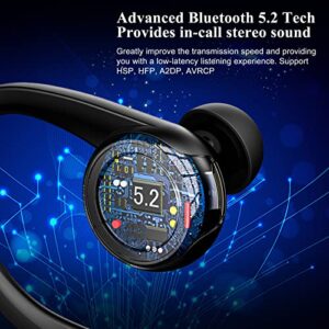 ELOVEN Bluetooth Headset, Single Ear Earpiece Earphone with Hook, Noise Cancelling Headset with Mic for Business Sports Drive, Wireless Headphone Cell Phone Earpiece for iPhone Samsung Android, Black