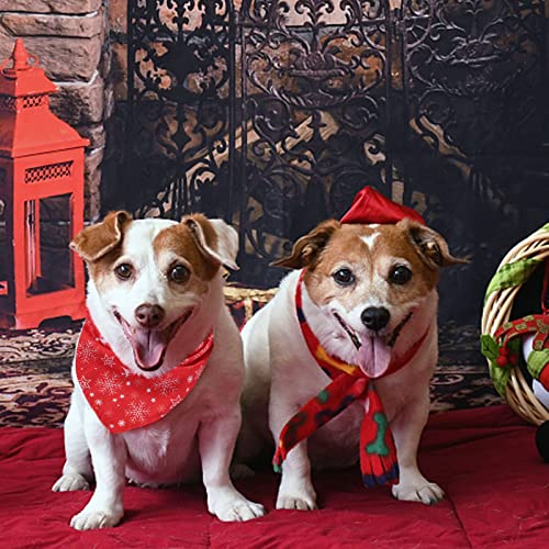 Christmas Dog Bandanas 3 Pack, Elk and Santa Bandana, Reversible Triangle Scarves for Dogs Cats Pets, Premium Durable Fabric, Adjustable Fit