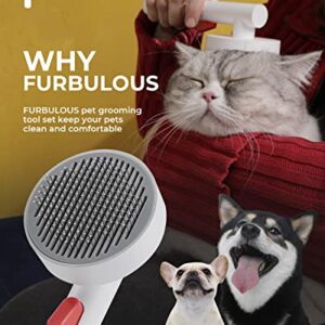 FURBULOUS cat Grooming Slicker Brush for Kitten Rabbit Massage Removes Mats, Tangles and Loose Fur. Cat Brush for Long or Short Haired Cats, Cat Brushes for Indoor Cats