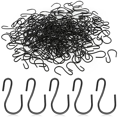 KINBOM 120pcs 1 Inch Mini S Hooks for Hanging, S Shaped Hooks Small S Hooks Metal Mini Ornament Hooks for Crafts Jewelry Hanging Pot Plants (Black)