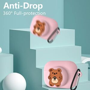 AirPods Pro Case with AirTag, [2 in 1] Silicone Protective Cover for Apple AirPod Pro 2 and AirTag Cute DIY Soft Holder with Keychain (Pink, Purple)