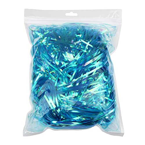 Goodma 250 Grams Shiny Iridescent Film PP Hamper Shreds & Strands Shredded Crinkle Confetti for DIY Gift Wrapping & Basket Filling (Blue)