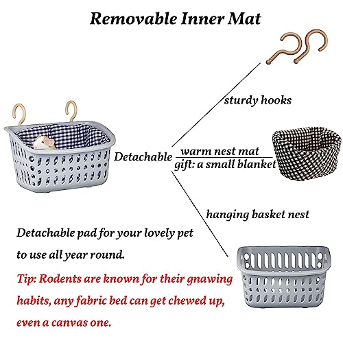 JWShang 2 Rat Hammocks for Cage Chew Proof, Rat Warm Bed, Small Animal Hanging Hammock, Rat Cage Accessories for Small Animals Rat, Mouse, Guinea Pig, Chinchilla, Sugar Glider, Ferret (Small)