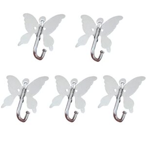 aolzunk 5 set butterfly shape single hook, clothes hooks, cap hooks, key hooks, hanger hooks for robe towel coat hooks in bathroom kitchen sticky hooks