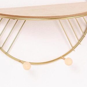 Fenteer Iron Wall Mounted Floating Shelf Rack Semicircle Storage Organizer, Golden S, as described