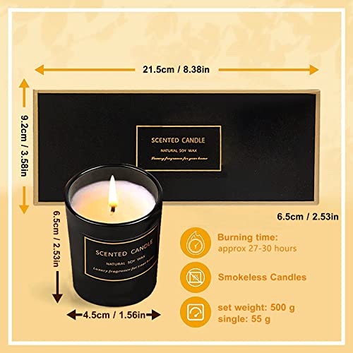 SAOTAENG 3 Pcs Candles for Home Scented, Christmas Candles Natural Soy Wax Candles with Blue Wind Chimes, Sea Salt, Freesia