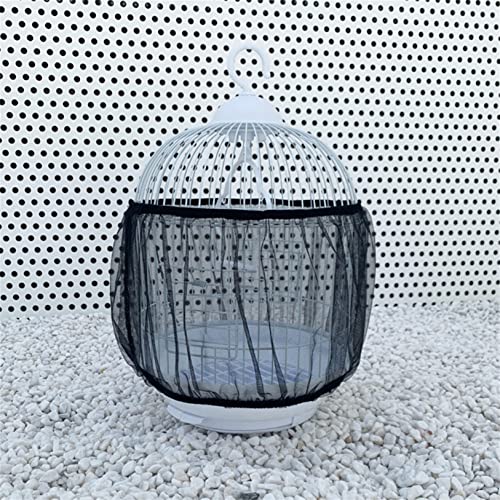 ZHOULL Universal Bird Cage Seed Catcher,Seed Catcher Guard Net Cover,Parrot Nylon Mesh Net Cover(Black M Size)