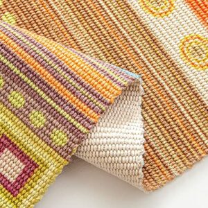 aoaoaoway Cotton Rug Soft Rug and Handwoven Fringe Rectangular Cotton Rug Tapestry Boho Kitchen, Living Room (Blue&Orange, 35.4 * 23.6)