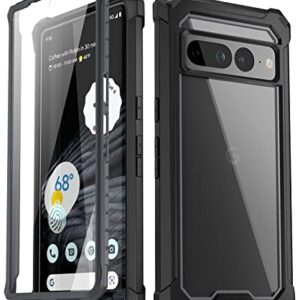 Poetic Guardian Series Case [20FT Mil-Grade Drop Tested] Designed for Google Pixel 7 Pro 5G, Built-in Screen Protector Work with Fingerprint ID, Full Body Hybrid Shockproof Rugged Case, Black/Clear