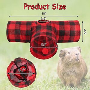 YUEPET Guinea Pig Tunnel and Tube Collapsible 3 Way Guinea Pig Hideout with Plaid Classic Style, Small Animal Tunnel for Guinea Pig Ferret Hamster Chinchilla