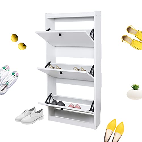 WDZCZDoo Drawer Shoe Cabinet with 3 Flip Drawers for Entryway, 3-Layers Modern Shoe Storage Cabinet, Freestanding Shoe Rack Storage Organizer (19.7”W x 6.7”D x 43.3”H) (3 Tier)