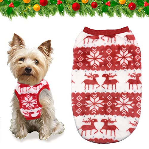 Small Dog Christmas Clothes Sweater, Classic Jumpers Snowflake Elk Dog Costume for Poodle Puppy Cat Kitten, Winter Warm Dog Outfits for New Year Xmas Party Festival Thanksgiving