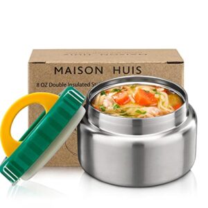 maison huis 8oz soup thermo wide mouth vacuum insulated thermo food jar, leak proof stainless steel food thermo for hot&cold food kids food lunch soup container for school travel(green)