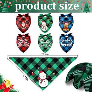 AnyDesign 6 Pack Christmas Dog Bandanas Red Green Blue Plaid Bibs Santa Snowman Reindeer Dog Scarf Washable Pet Neckerchief for Christmas Winter Dogs Cats Pets Decoration Xmas Party Supplies