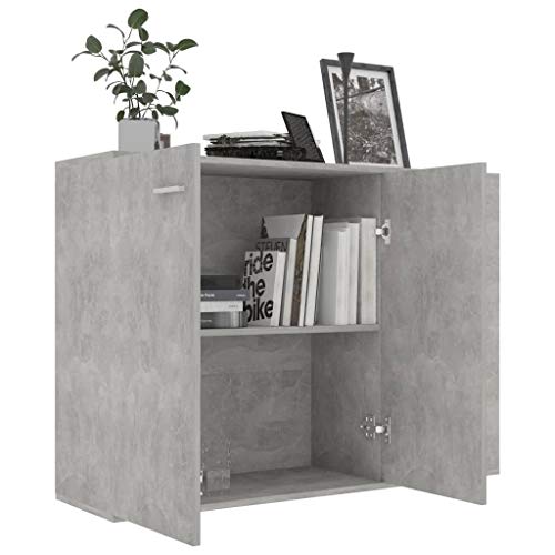 INLIFE Sideboard Server Storage Cabinet with 3 Doors and 2 Drawers Chipboard Console Table for Dining Room,Entryway,Office,Bedroom End Side Table Concrete Gray 41.3"x11.8"x29.5"(LxWxH)