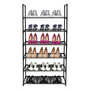 6-tier shoe rack shoes storage organizer entryway metal shoe holds 18-24 pairs of shoes