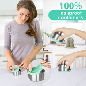 KEFULDA Stainless Steel Containers with Lids Set of 3 (13oz/7oz/3oz) Eco-Friendly, Reusable and Leakproof Stainless Steel Snack Containers for Kids Easy to Open