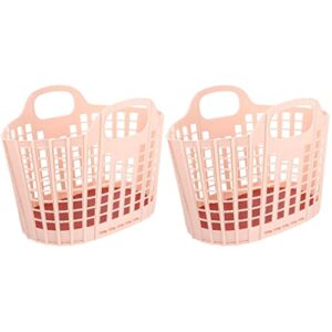 upkoch shower basket 2pcs multi- function shower basket collapsible desktop plastic handheld baskets shopping storage with for laundry home foldable portable design grocery fruits pink