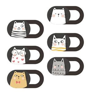 mobestech 6pcs web phone laptop for webcam/privacy cartoon desktop camera computer protector blocker slide cover tablet cat