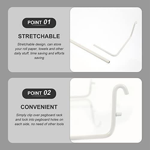 Cabilock 2pcs Organizer Hooks Hanging Multifunctional Kitchen Continuous Bathroom White Laundry Extendable: Workshop Accessory Toilet Holder Room Pegboard Organization Stainless Extendable