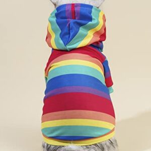 QWINEE Rainbow Colorful Dog Hoodie Sweatshirt Dog Shirt Cat Clothes for Puppy Kitten Small Dogs Multicolor X-Small