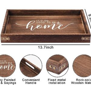 Home is So Good to Be - Rectangle Wooden Coffee Serving Tray with Handles, Funny Rustic Farmhouse Foods Tray Coffee Table Tray Home Kitchen Decorative for Christmas Birthday Housewarming Gifts