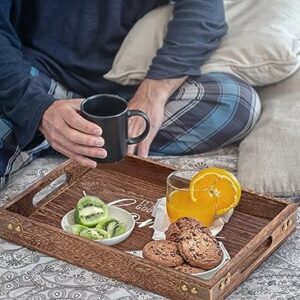 Home is So Good to Be - Rectangle Wooden Coffee Serving Tray with Handles, Funny Rustic Farmhouse Foods Tray Coffee Table Tray Home Kitchen Decorative for Christmas Birthday Housewarming Gifts