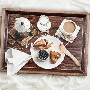 Home is So Good to Be - Rectangle Wooden Coffee Serving Tray with Handles, Funny Rustic Farmhouse Foods Tray Coffee Table Tray Home Kitchen Decorative for Christmas Birthday Housewarming Gifts