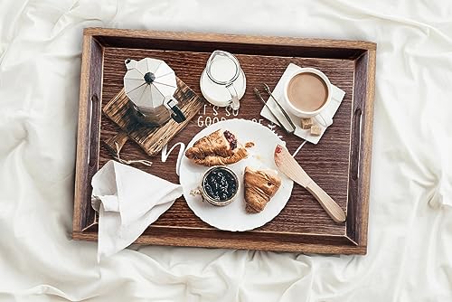 Home is So Good to Be - Rectangle Wooden Coffee Serving Tray with Handles, Funny Rustic Farmhouse Foods Tray Coffee Table Tray Home Kitchen Decorative for Christmas Birthday Housewarming Gifts