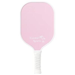 coastal sports pickleball paddle | usapa approved | graphite face & honeycomb polymer core | premium grip | lightweight (pink)