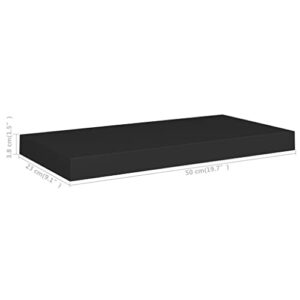 WIFESE 20x9x2 IN Black Floating Shelves 2-Set Wall Shelves Hanging Shelves Decor Aesthetic Book Shelf for Wall with Invisible Brackets MDF Material for Bathroom Living Room and Bedroom Easy to Install