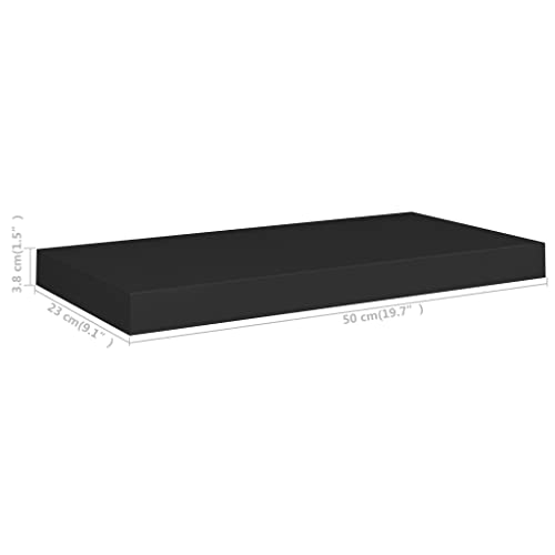 WIFESE 20x9x2 IN Black Floating Shelves 2-Set Wall Shelves Hanging Shelves Decor Aesthetic Book Shelf for Wall with Invisible Brackets MDF Material for Bathroom Living Room and Bedroom Easy to Install