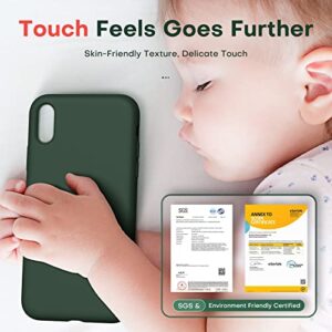 TOCOL 3 in 1 for iPhone XR Case, with 2 Pack Screen Protector, Slim Liquid Silicone Phone Case for iPhone XR 6.1 inch, [Anti-Scratch] [Drop Protection], Alpine Green