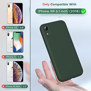 TOCOL 3 in 1 for iPhone XR Case, with 2 Pack Screen Protector, Slim Liquid Silicone Phone Case for iPhone XR 6.1 inch, [Anti-Scratch] [Drop Protection], Alpine Green