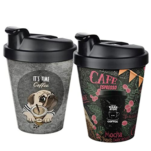 Travel Coffee Cup Leak Free Reusable Plastic Travel Coffee Mug Spill Proof - 13 Oz- 2 Pack