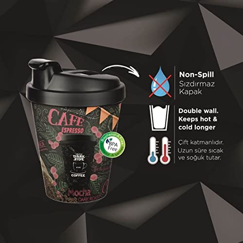 Travel Coffee Cup Leak Free Reusable Plastic Travel Coffee Mug Spill Proof - 13 Oz- 2 Pack